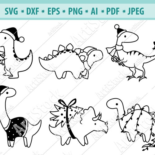Christmas Dinosaur Svg Santa T-rex Svg Holiday Cut Files - Etsy