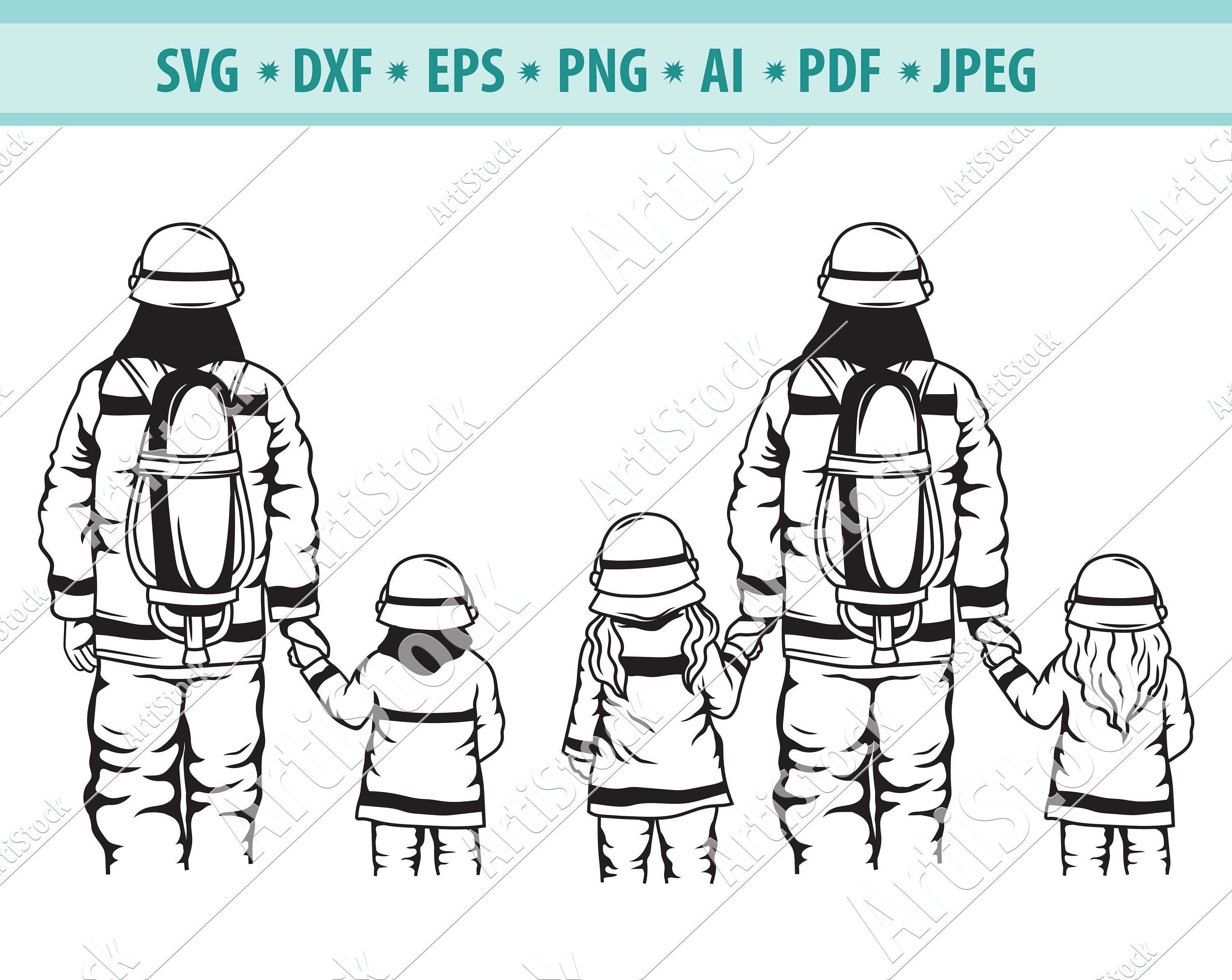 Bombero SVG, Bombero Padre e hija Svg, Bombero Papá Svg, Bombero ...