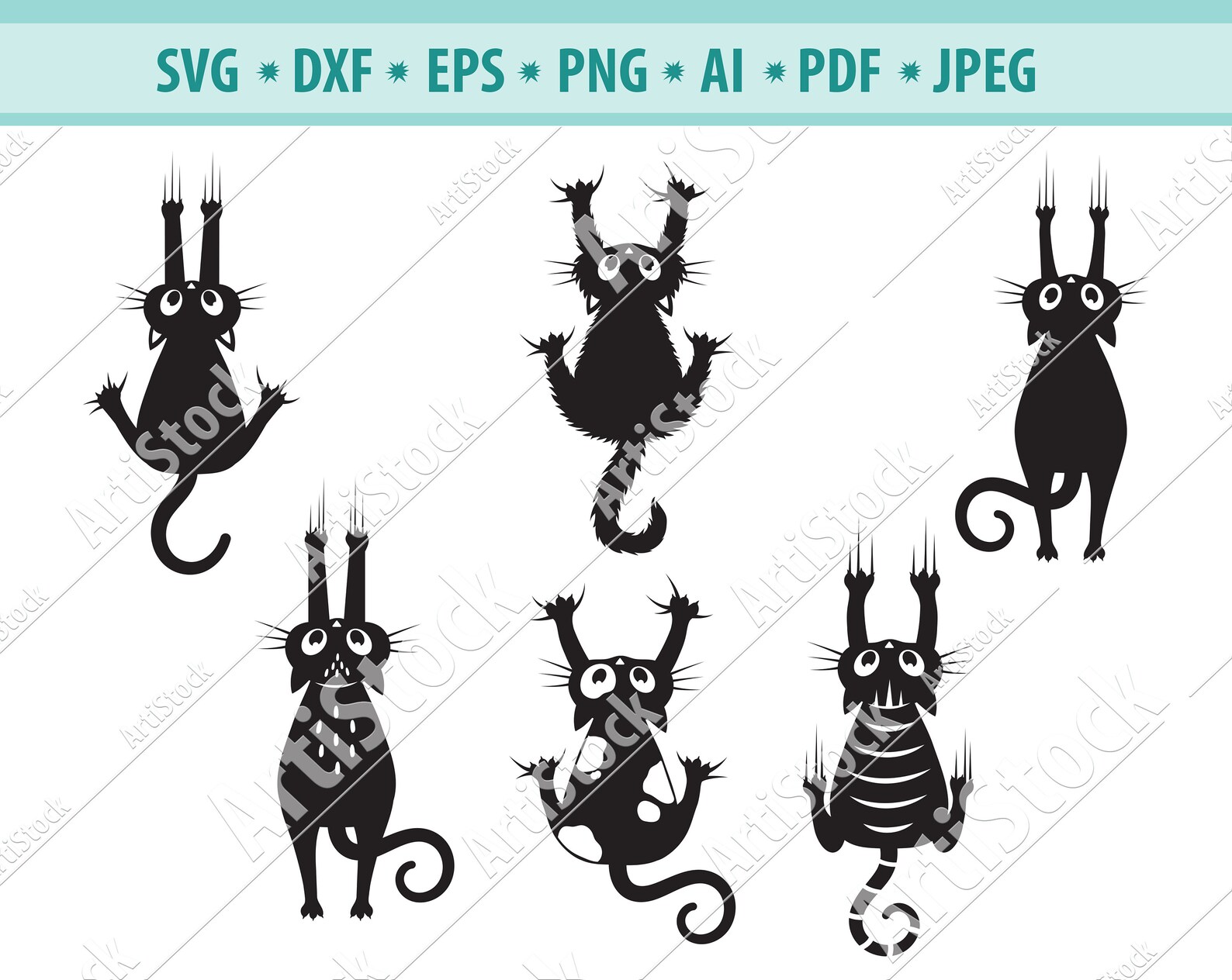 Funny Cat Svg, Screeching Cat Svg, Falling Cat Svg, Black Cat Svg ...