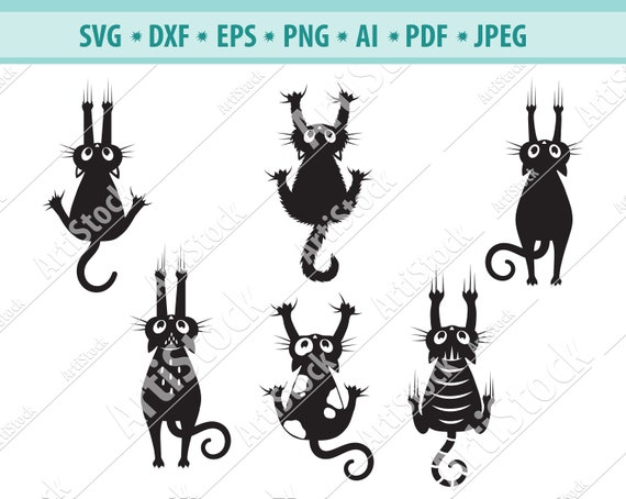 Funny Cat Svg Screeching Cat Svg Falling Cat Svg Black Cat | Etsy