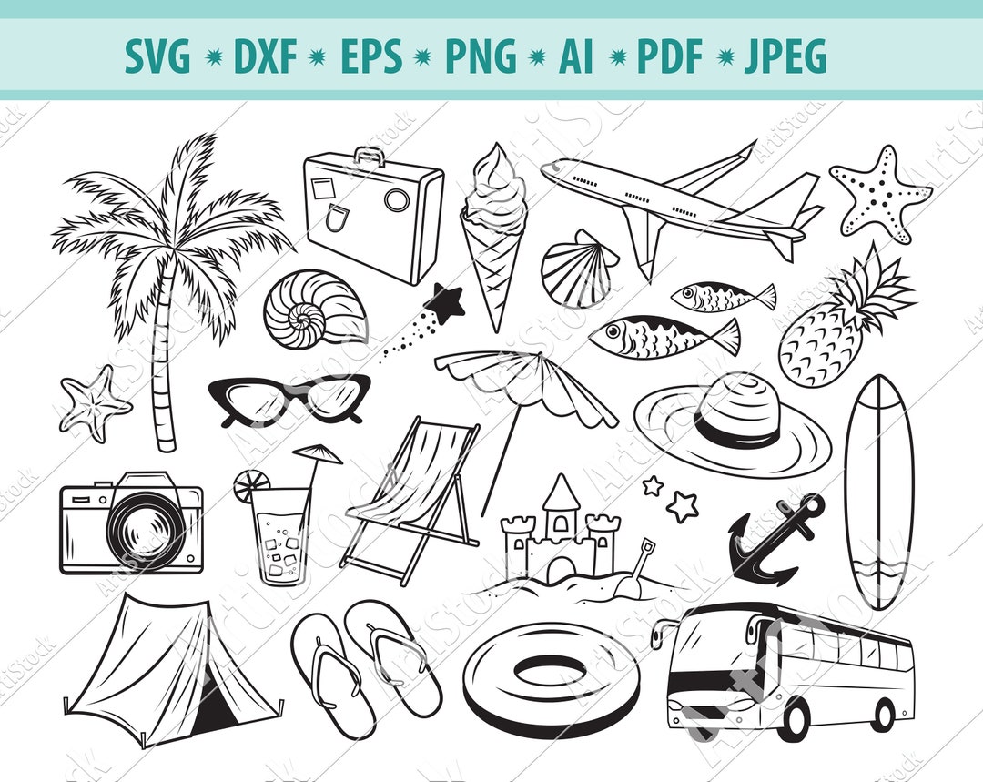 Travel Svg Bundle, Sea Rest Svg, Surfing Svg, Tourism Svg, Palm Svg ...