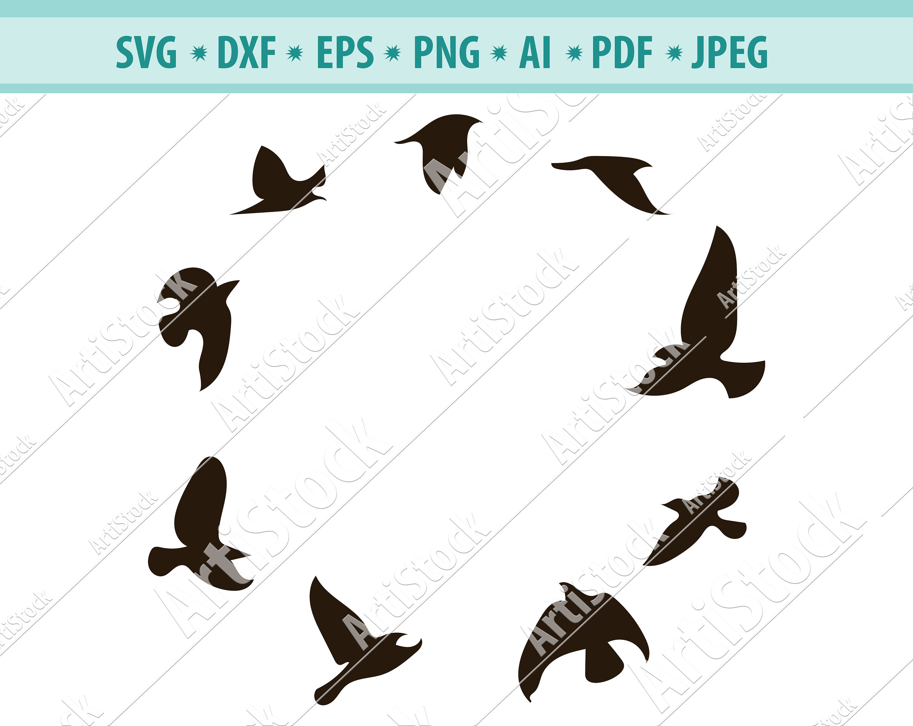 Flock of Birds SVG Vector, Silueta de aves SVG, pájaros voladores para ...