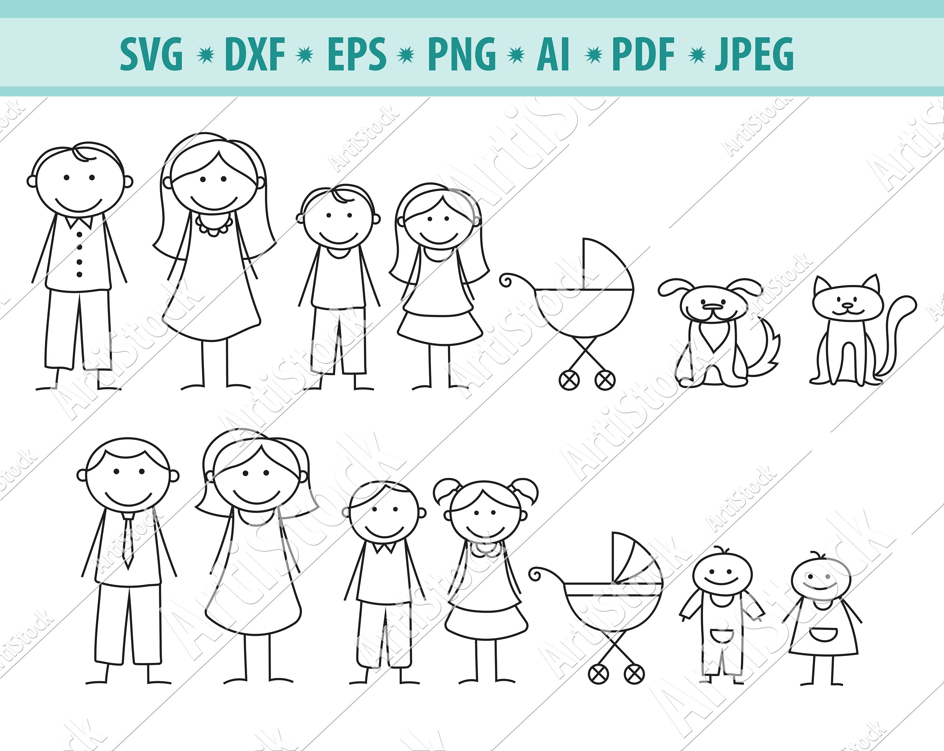 Stick Figure Family Outline