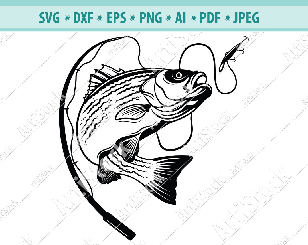 Bass Fishing Svg Bass Fishing Pole Svg Silhouette Fishing Svg Fishing ...