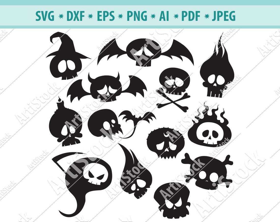 Skull SVG Files Skull Dxf Files Skull Clipart Halloween | Etsy