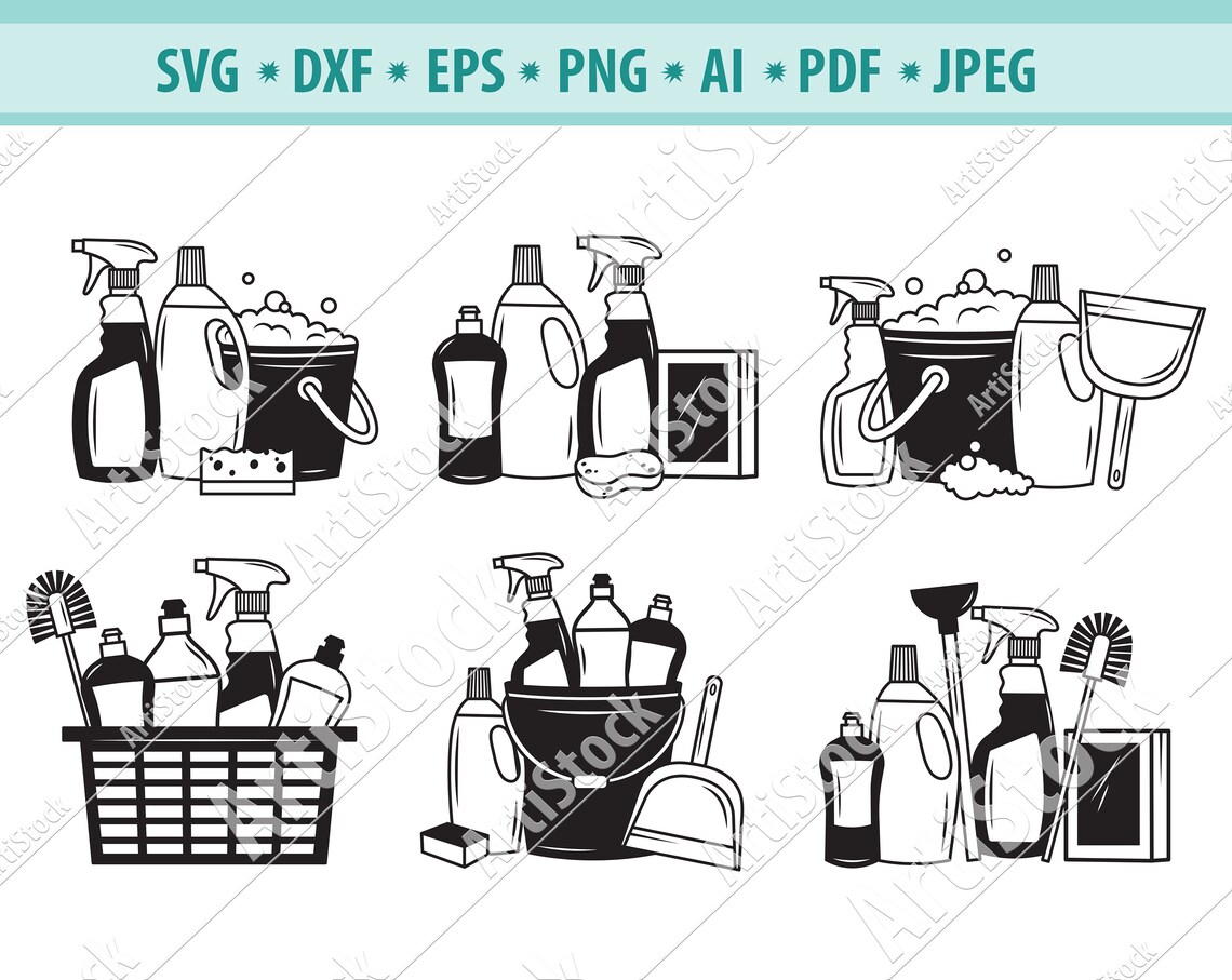 Cleaning Supplies Svg Cleaning Tools Svg Cleaning Service - Etsy