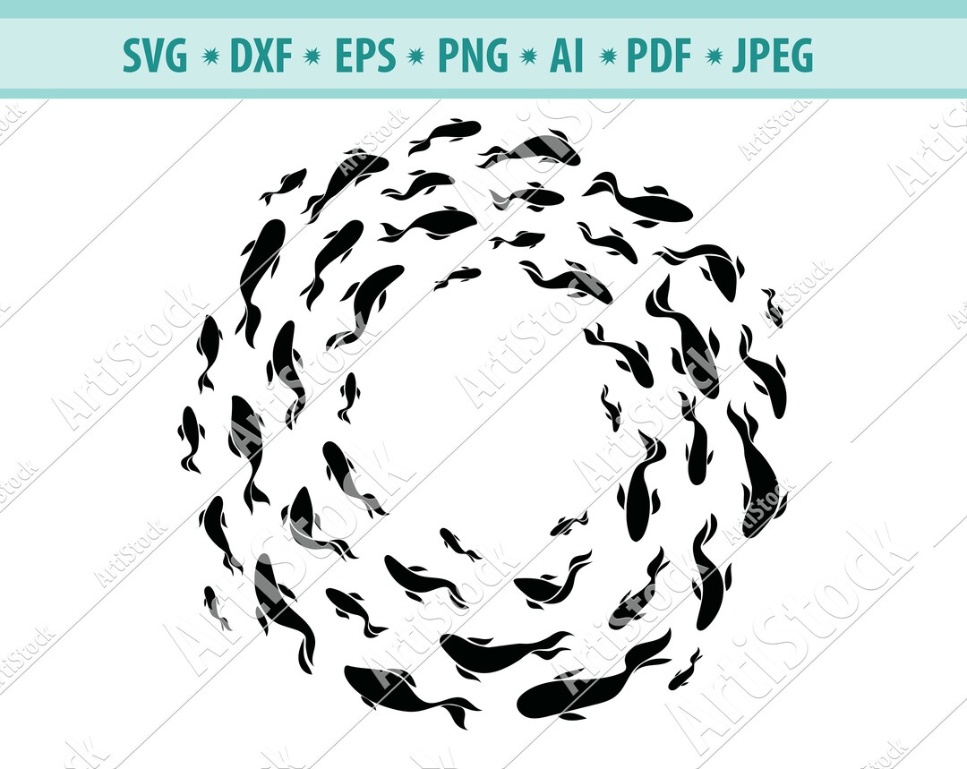 School of Fish. Group of Fishes. Vector Fish Logo. Black Silhouette ...