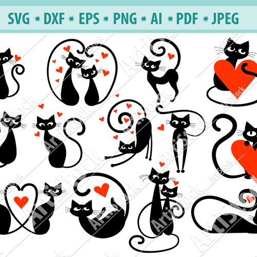Cats SVG Valentine Cats SVG Cat Lover's SVG Digital | Etsy