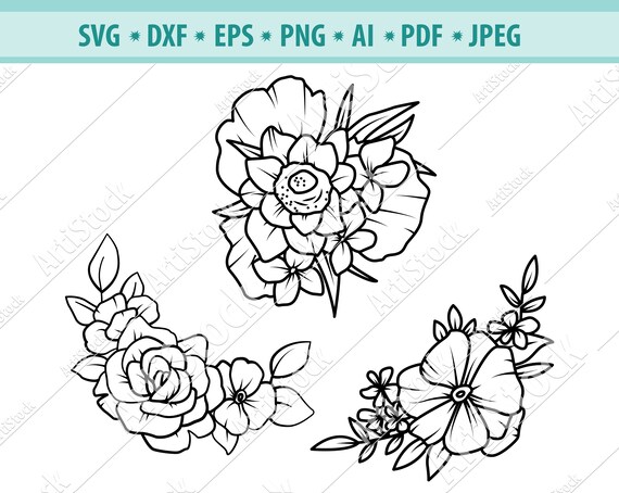 Flower SVG Files Flower Wreath Svg Floral Headband Svg | Etsy