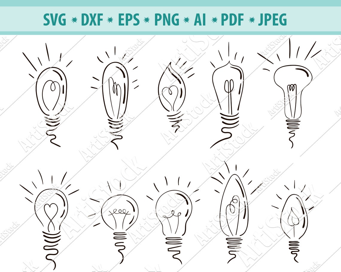 Light Bulb Svg Instant Download Design, Edison Bulb Clipart Designs ...