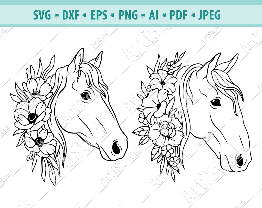Horse SVG, Horse With Flowers SVG, Horse Cut File, Floral Horse Svg ...