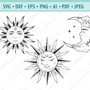 Mystical Svg Sun Face Svg Mystical Moon Svg Boho Sun Svg - Etsy