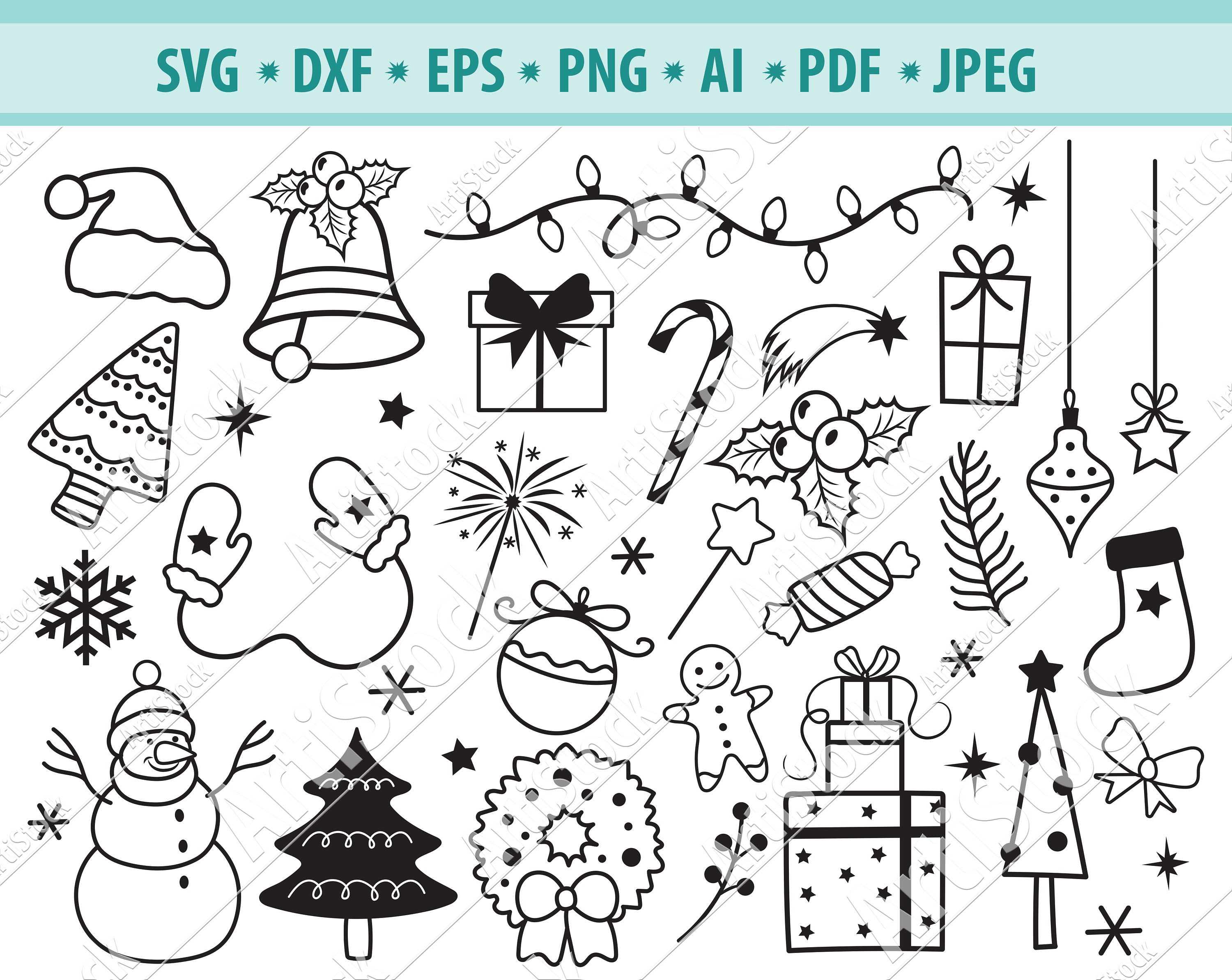 Christmas Svg Christmas light svg Christmas elements svg | Etsy