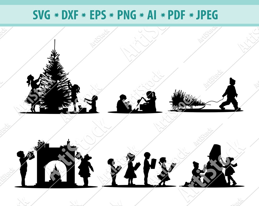 Christmas Scene Svg, Christmas Svg, Cute Cartoon Children Svg, Holiday ...