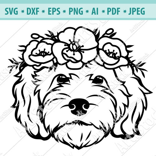 Dog SVG Dog With Flower Crown SVG Dog Cut File Goldendoodle - Etsy