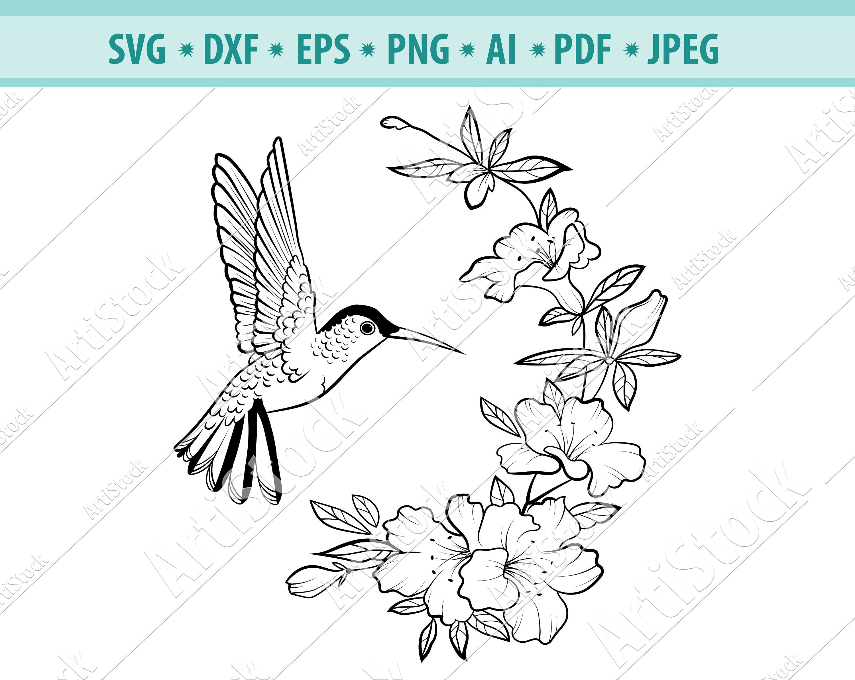 Hummingbird SVG File Hummingbird Wreath Svg File Hummingbird - Etsy