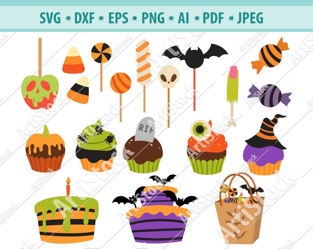 Halloween Candys Svg, Pumpkin Cupcake Svg, Candy Corn Svg, Halloween ...