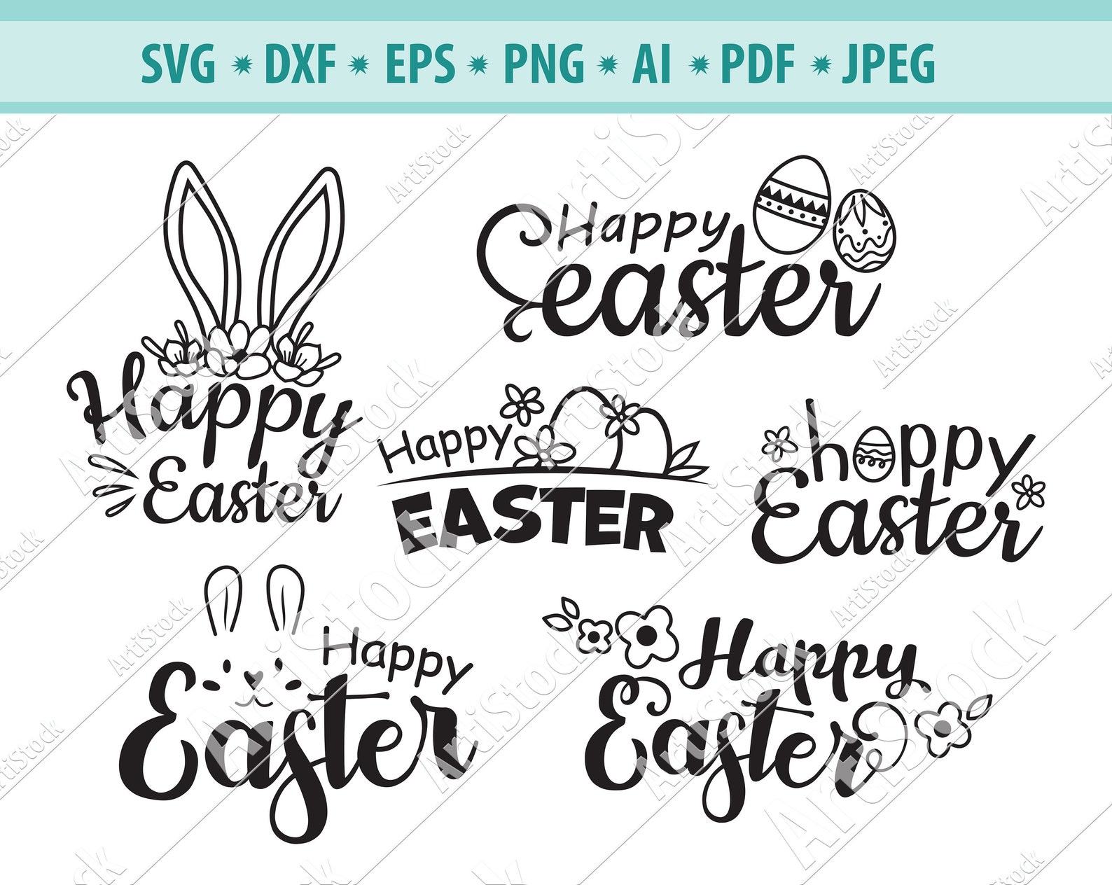 Happy Easter Svg Bundle Hoppy Easter SVG Happy Easter Cut - Etsy