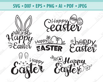 Hoppy Easter SVG Bundle, Happy Easter Cut File, Easter Clipart, Easter ...