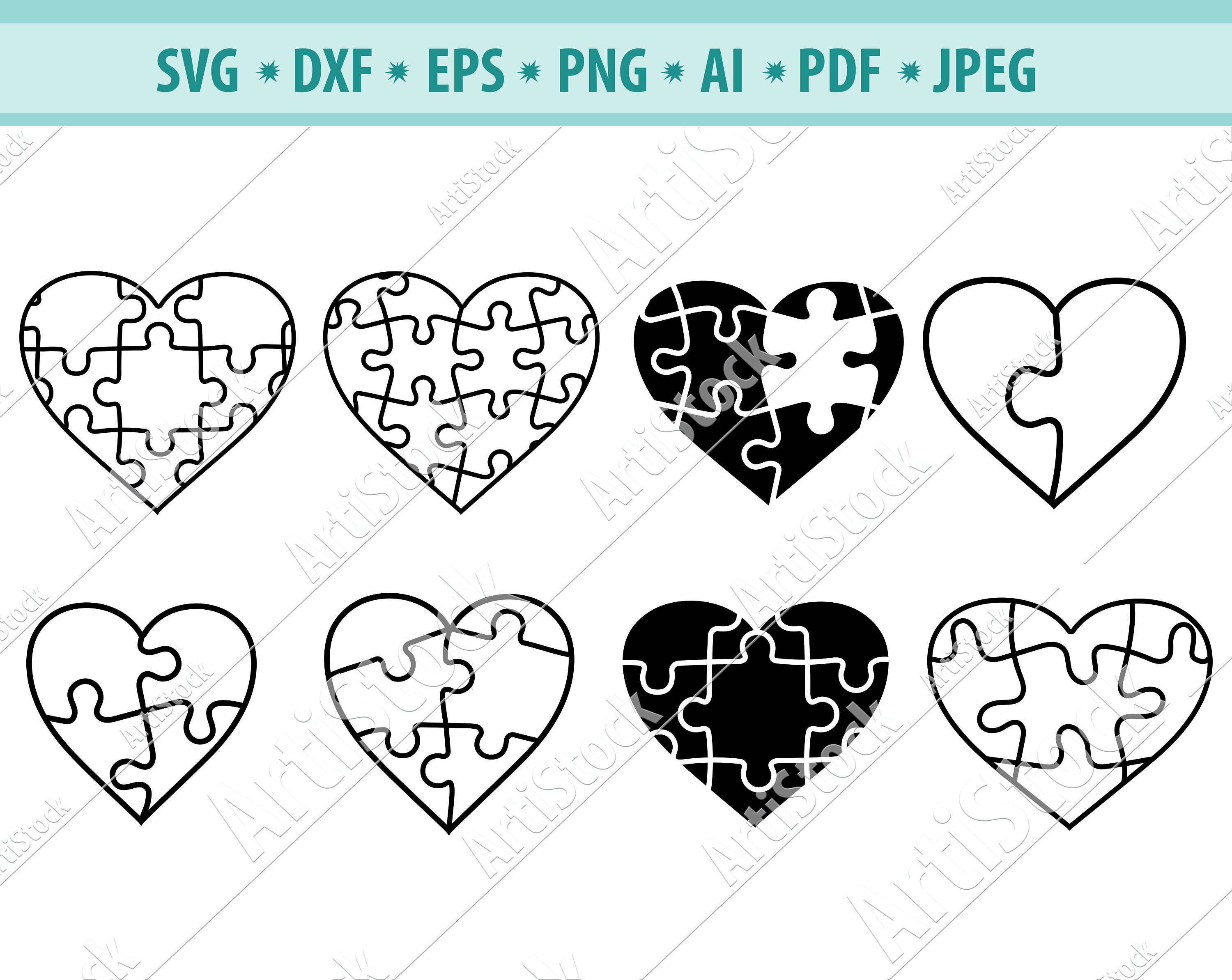 Heart Puzzle Svg Valentine Heart Puzzle SVG File Heart Svg | Etsy