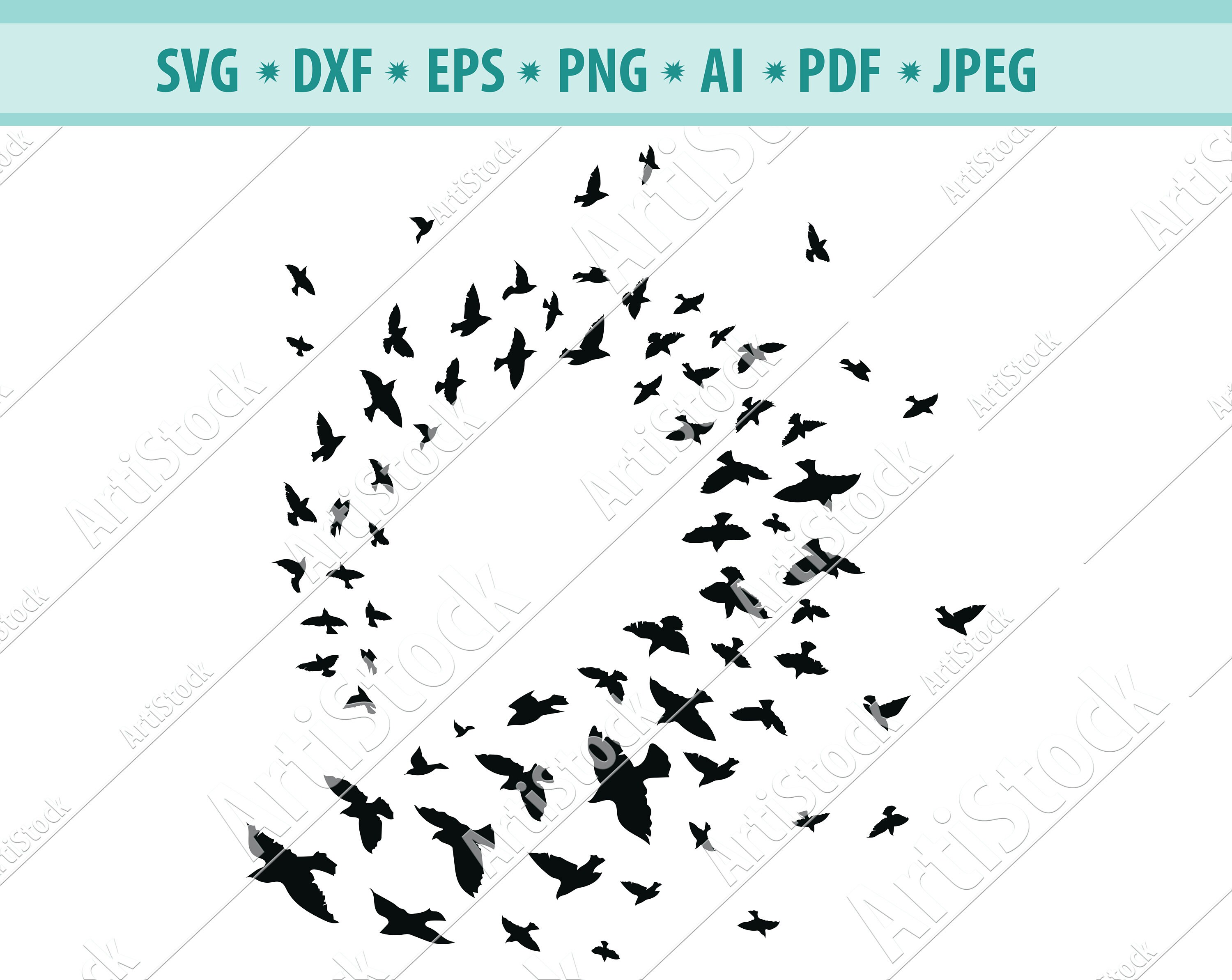 Flock of Birds SVG Vector Silueta de aves SVG pájaros - Etsy México