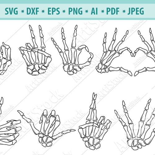 Skeleton Hands Svg Skeleton Hand Gestures Svg Human Bones - Etsy