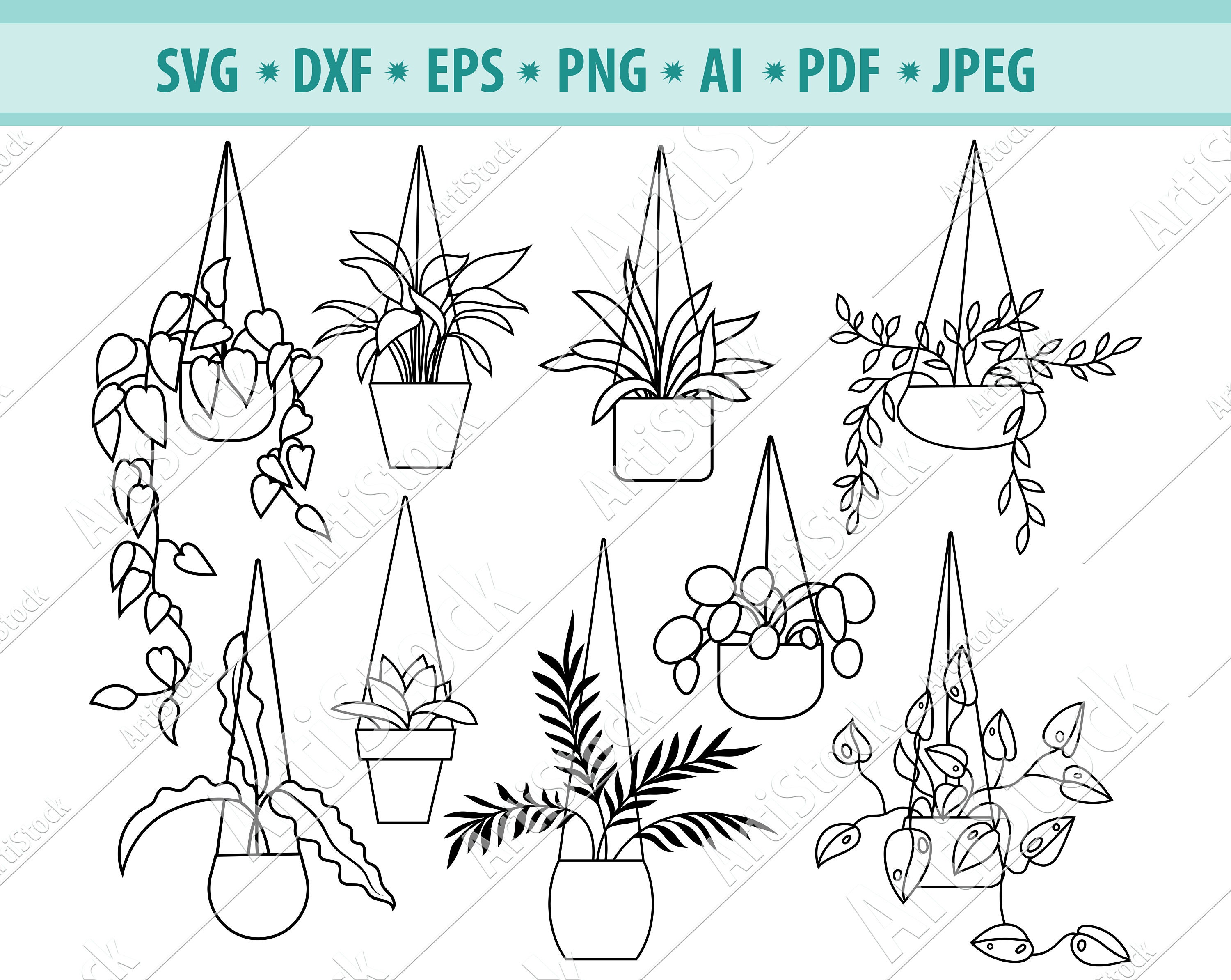 Plants SVG, Potted Plants Svg, Houseplants Svg, Flower Pot Clipart ...