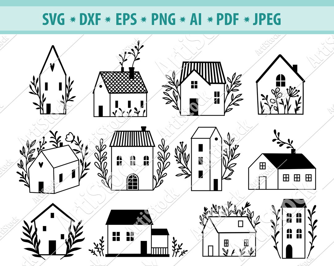 Little House Svg, Scandinavian Houses SVG, Nordic Svg, Floral House SVG ...