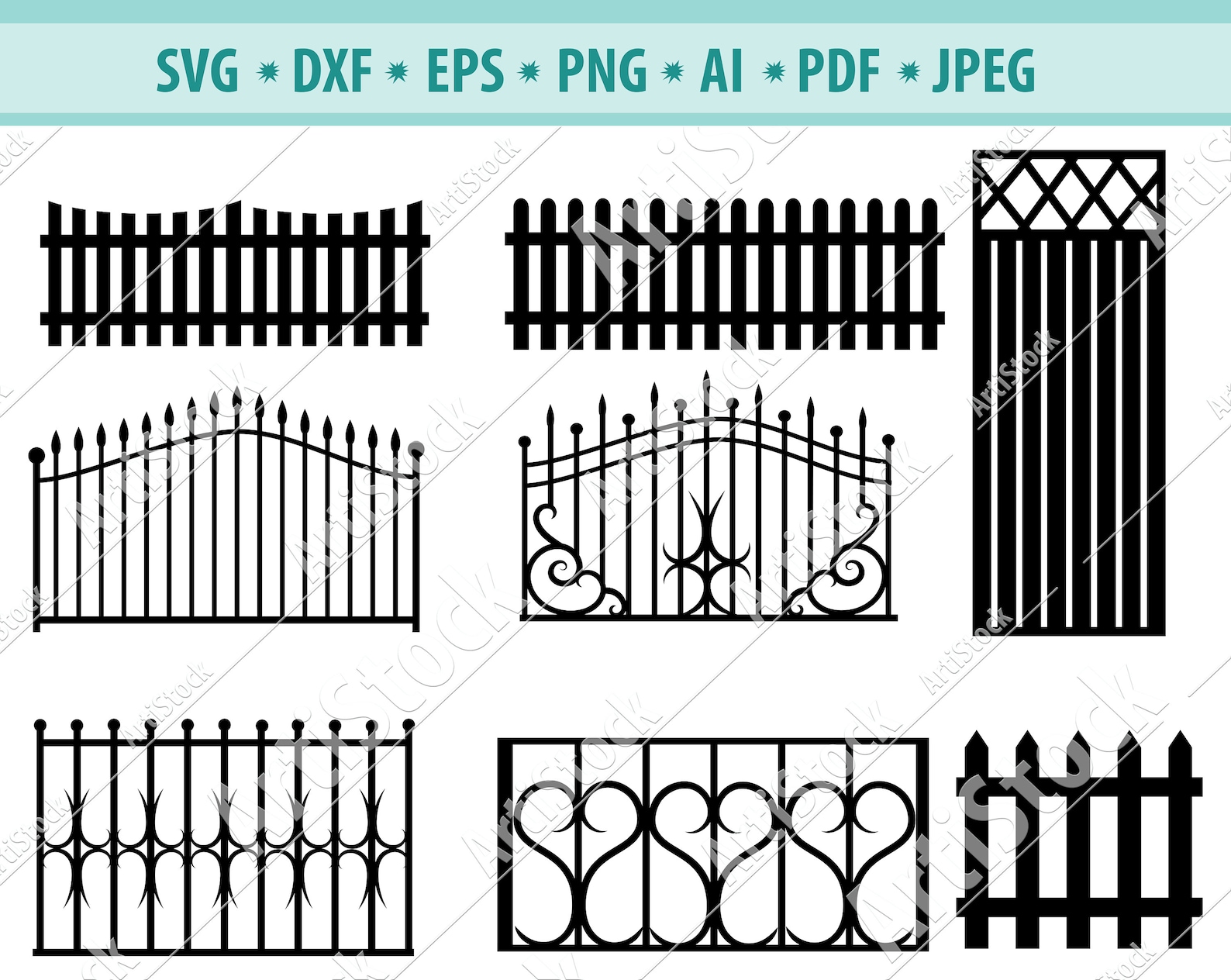 Fences Svg Bundle, Fences Svg, Iron Fences Svg, Fence Clipart, Wooden ...