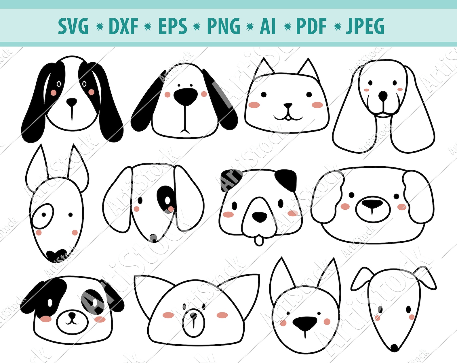 Dog Face Svg Puppy Svg Dog Clipart Dogs Breeds Png Cute - Etsy