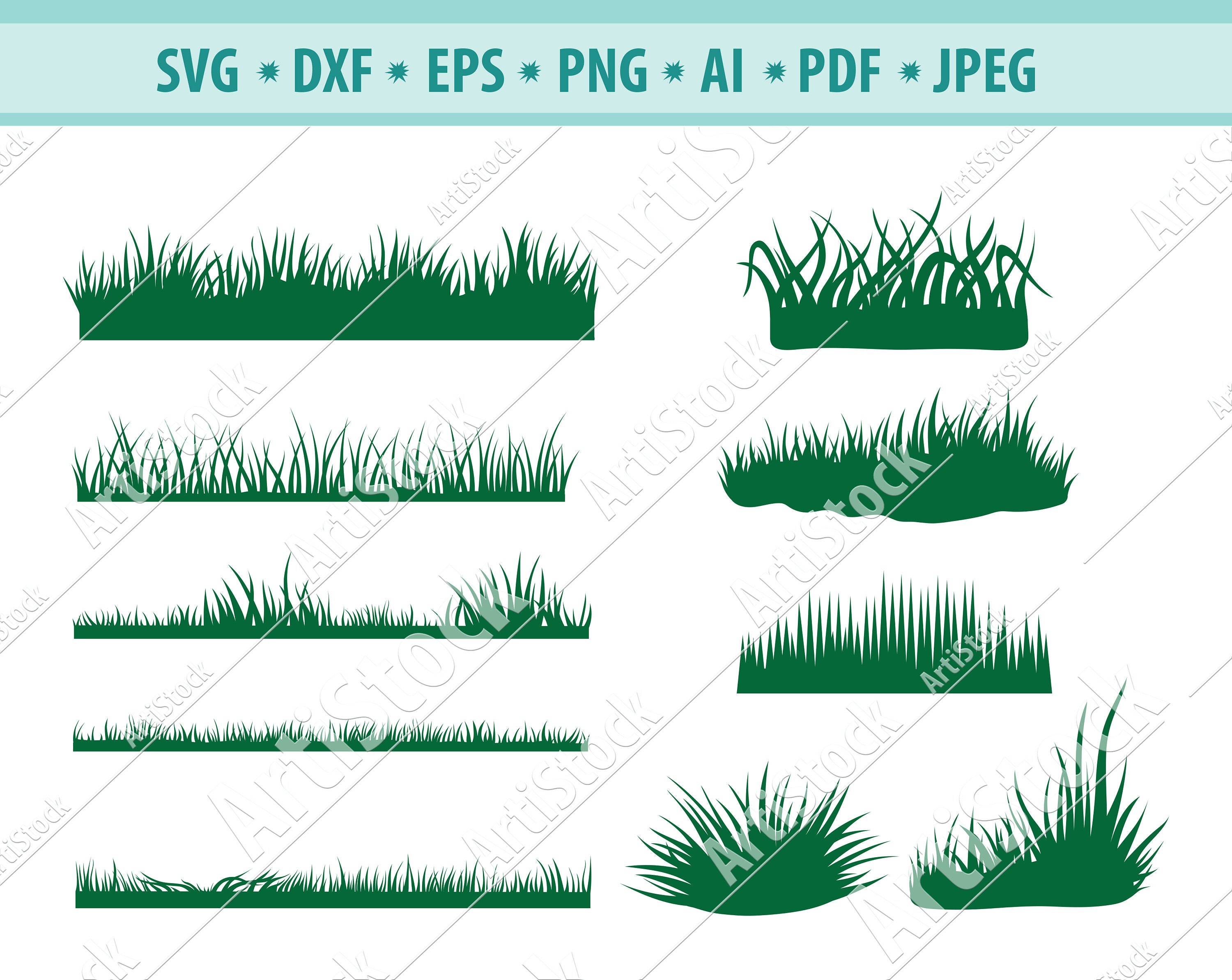 Grasses SVG File Grass SVG Grass Clipart Wild Grass Border | Etsy