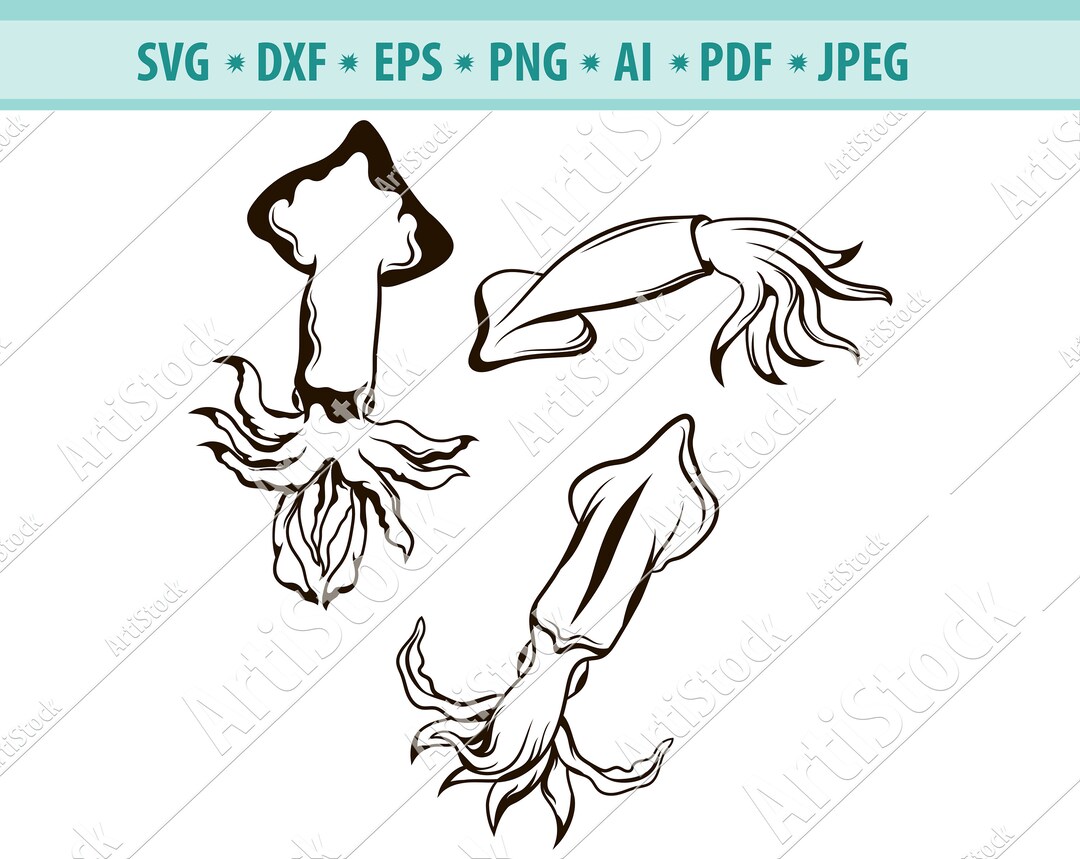 Giant Squid Svg, Kraken Svg, Giant Squid Clipart, Giant Squid Files for ...