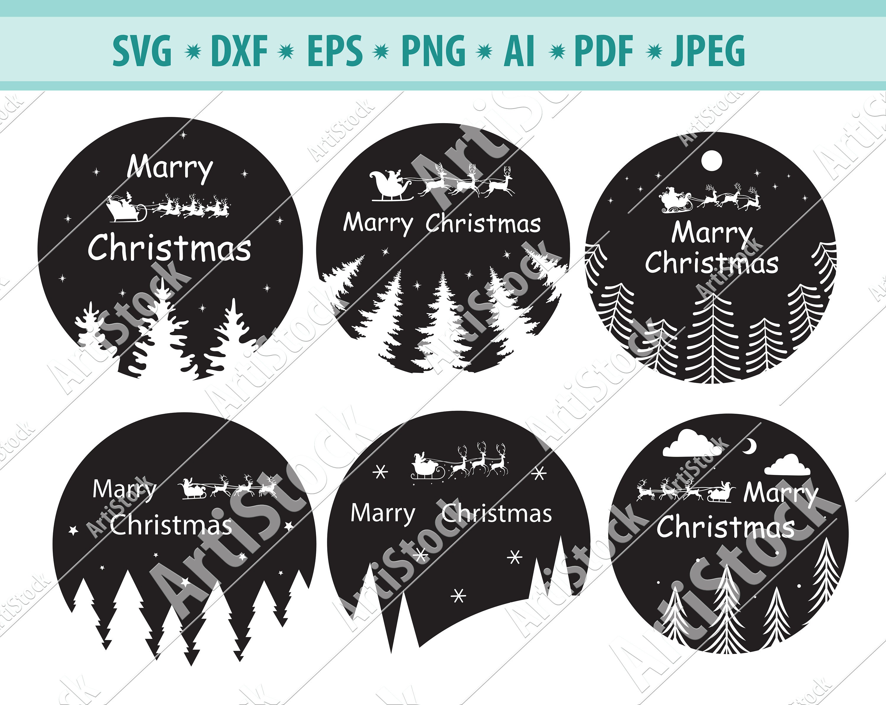 Christmas svg Santa svg Christmas Night svg Flying Santa | Etsy