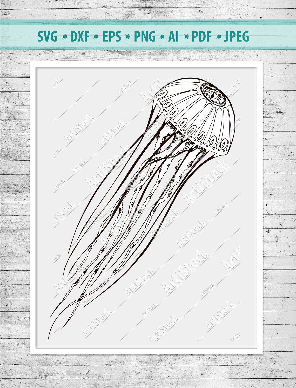 Zentangle Jellyfish SVG Dxf Png Eps Ai Cricut | Etsy