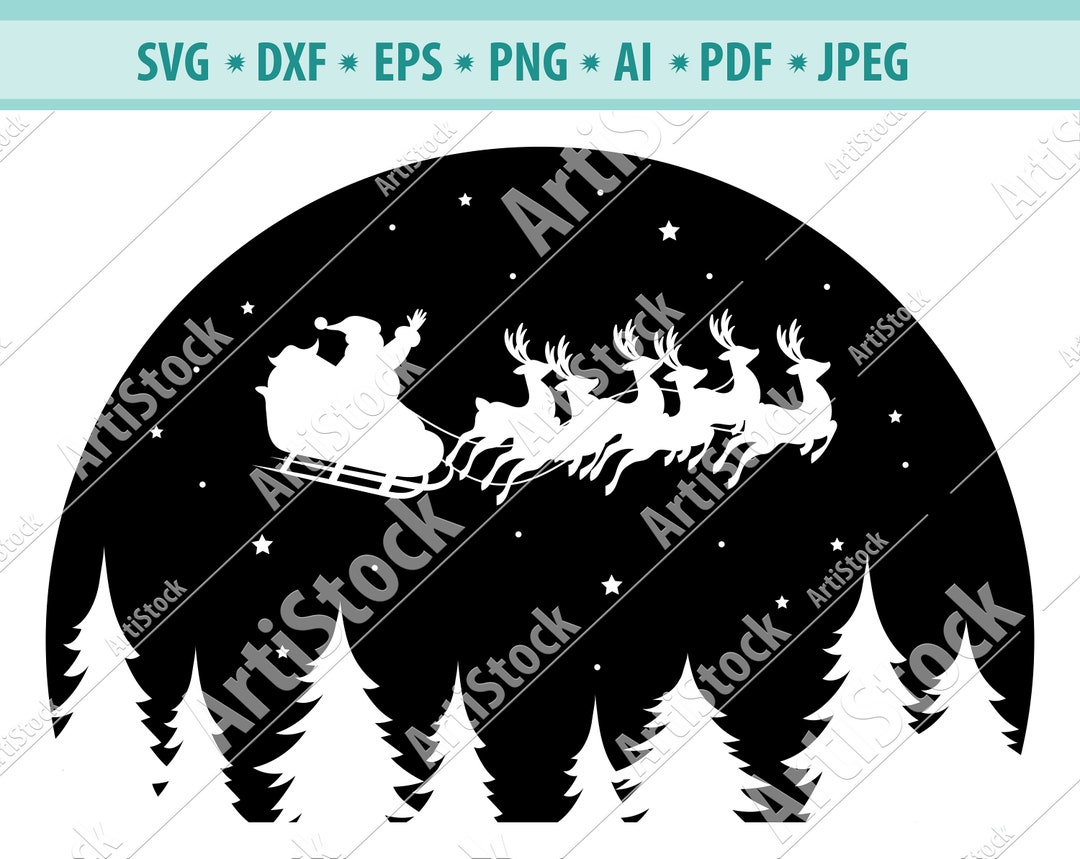 Christmas Svg, Santa Svg, Christmas Night Svg, Flying Santa Svg, Santa ...