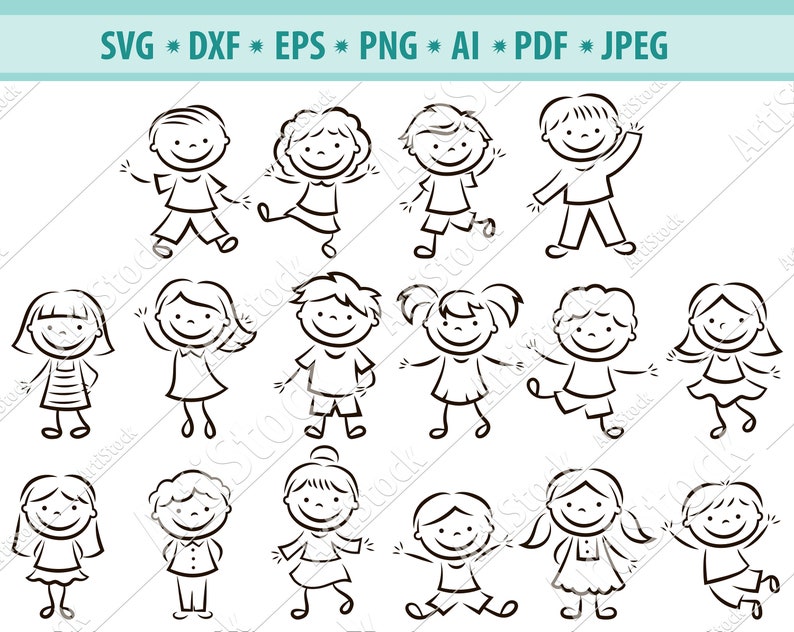 Stick enfants svg bundle, Stick enfants couper les fichiers, Stick ...