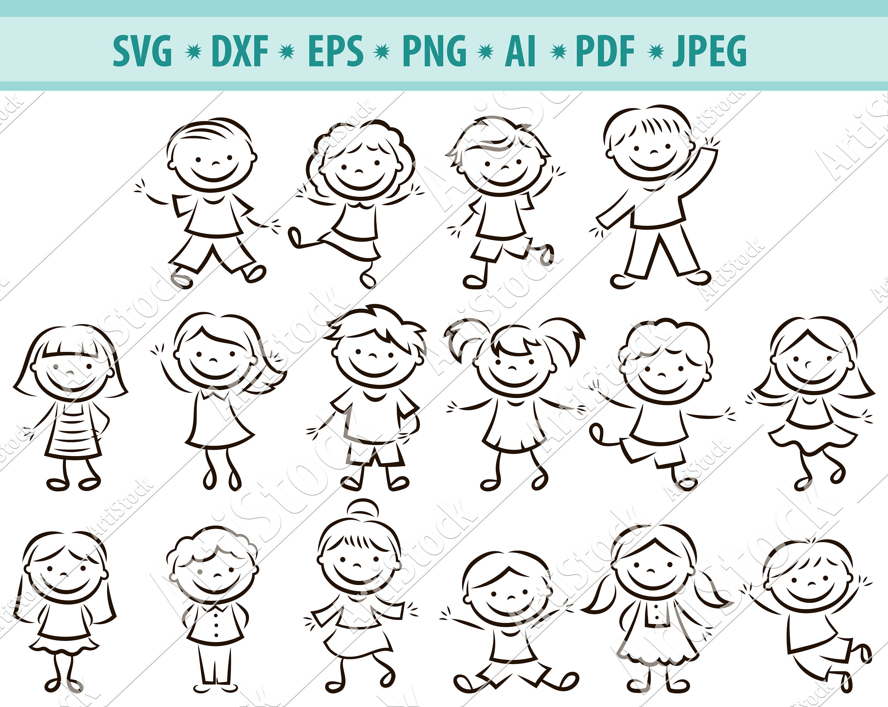 Stick kids svg bundle Stick kids cut files Stick kids | Etsy