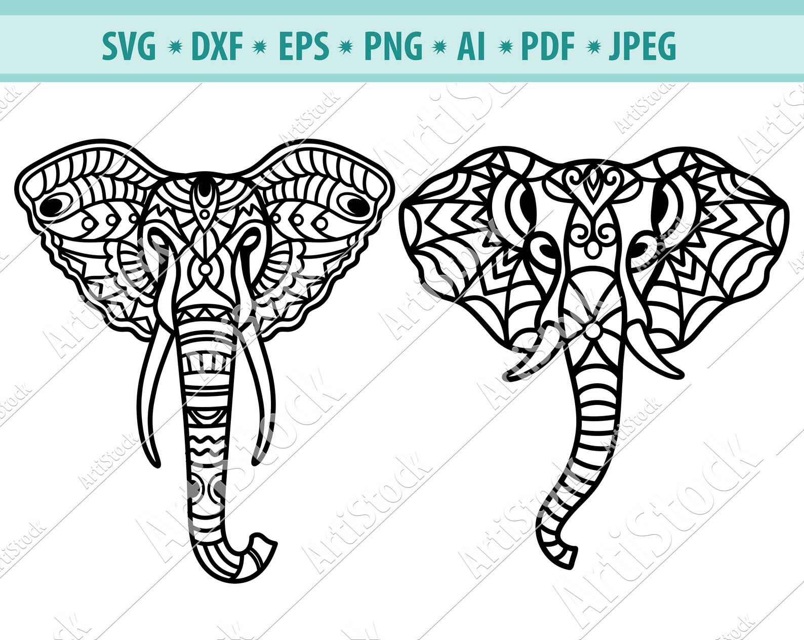 Elephant Svg Zentangle elephant Svg Ethnic elephant Svg | Etsy
