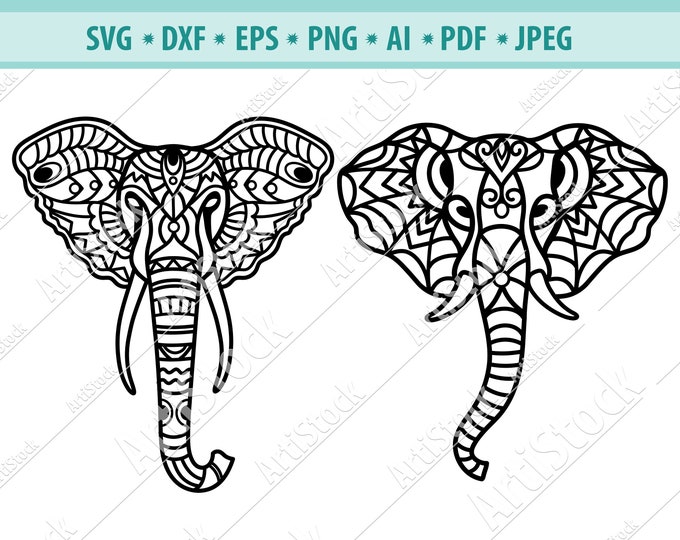 Elephant Svg, Zentangle Elephant Svg, Ethnic Elephant Svg, Safari ...
