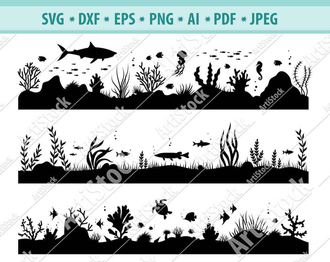 Sea Scene Svg Undersea With Fish Svg Corals Reef Svg - Etsy