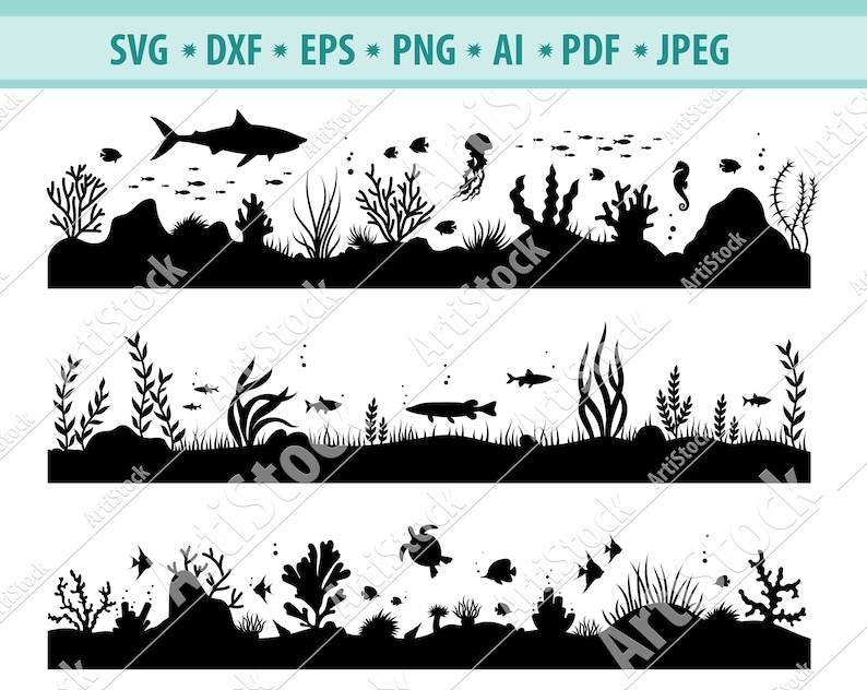 Sea Scene Svg Undersea With Fish Svg Corals Reef Svg - Etsy