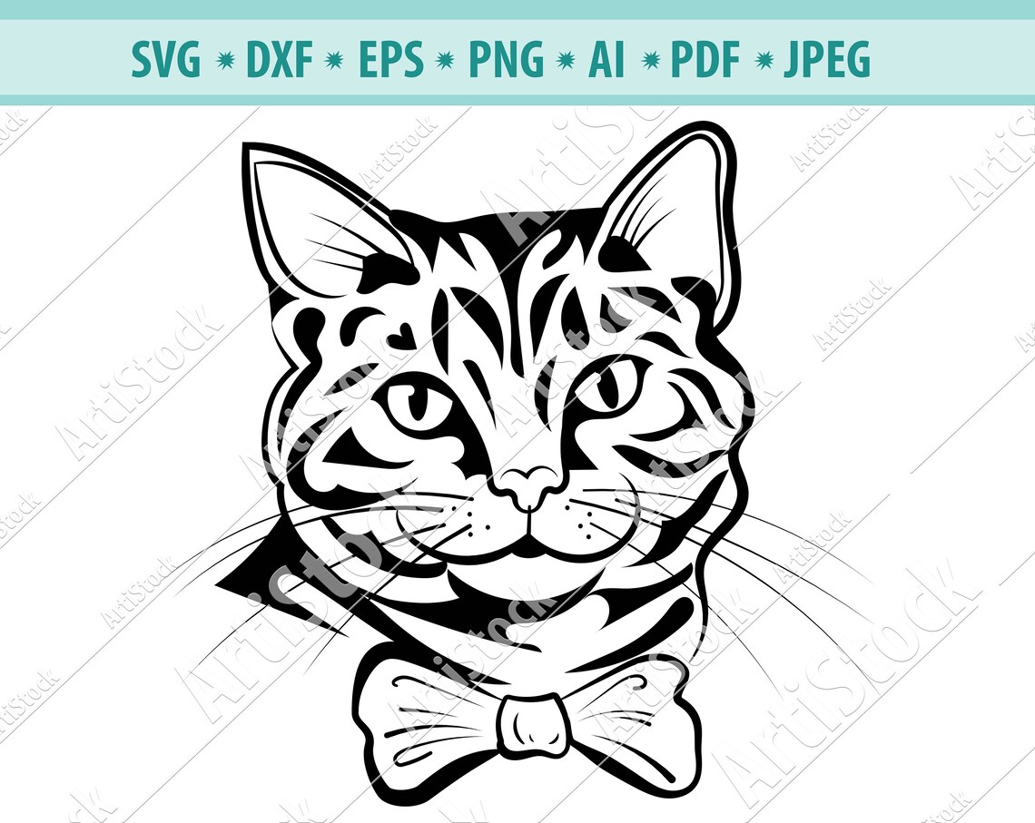 Cat SVG File Stylized Cat Silhouette Svg Png Dfx Cat - Etsy