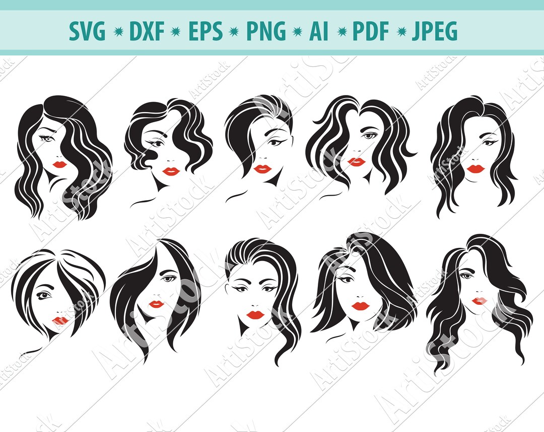 Woman's Face Svg Bundle, Woman Svg File, Girl SVG Instantly Loading ...