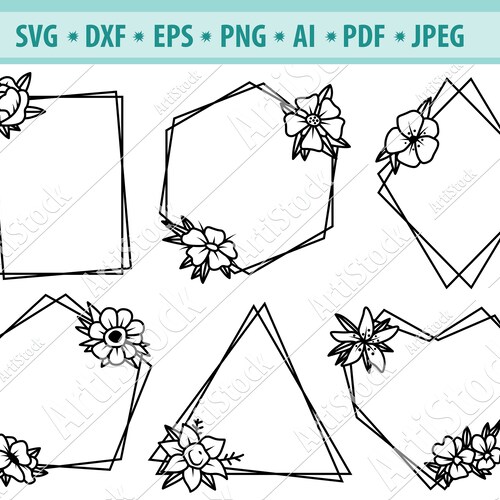 Flower Frame SVG File Frames Svg Flower Border SVG Square - Etsy