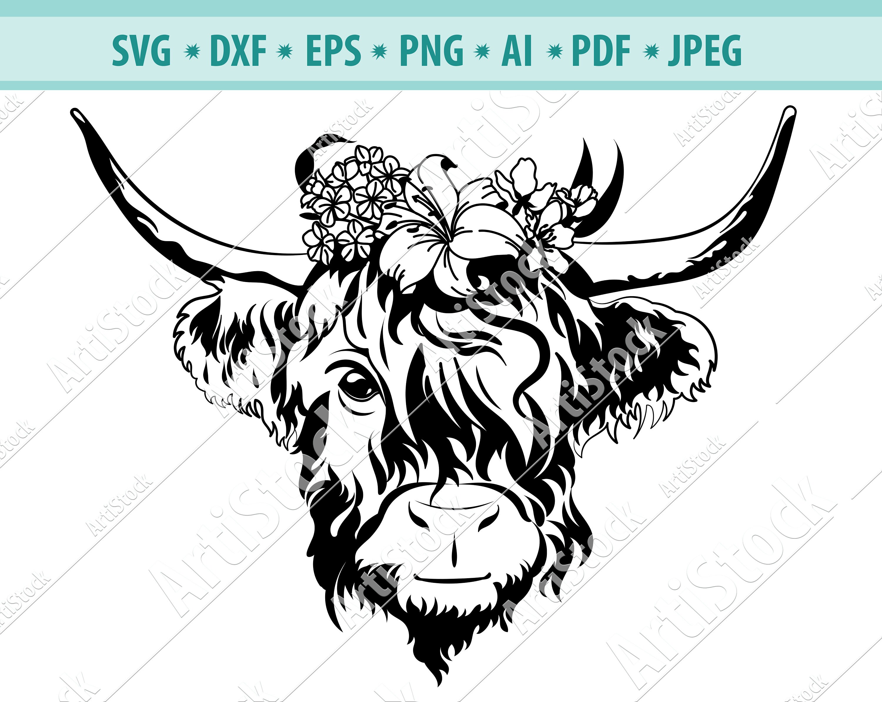 Bull With Flowers SVG, Floral Buffalo Svg, Cow Floral Svg, Bull Cut ...