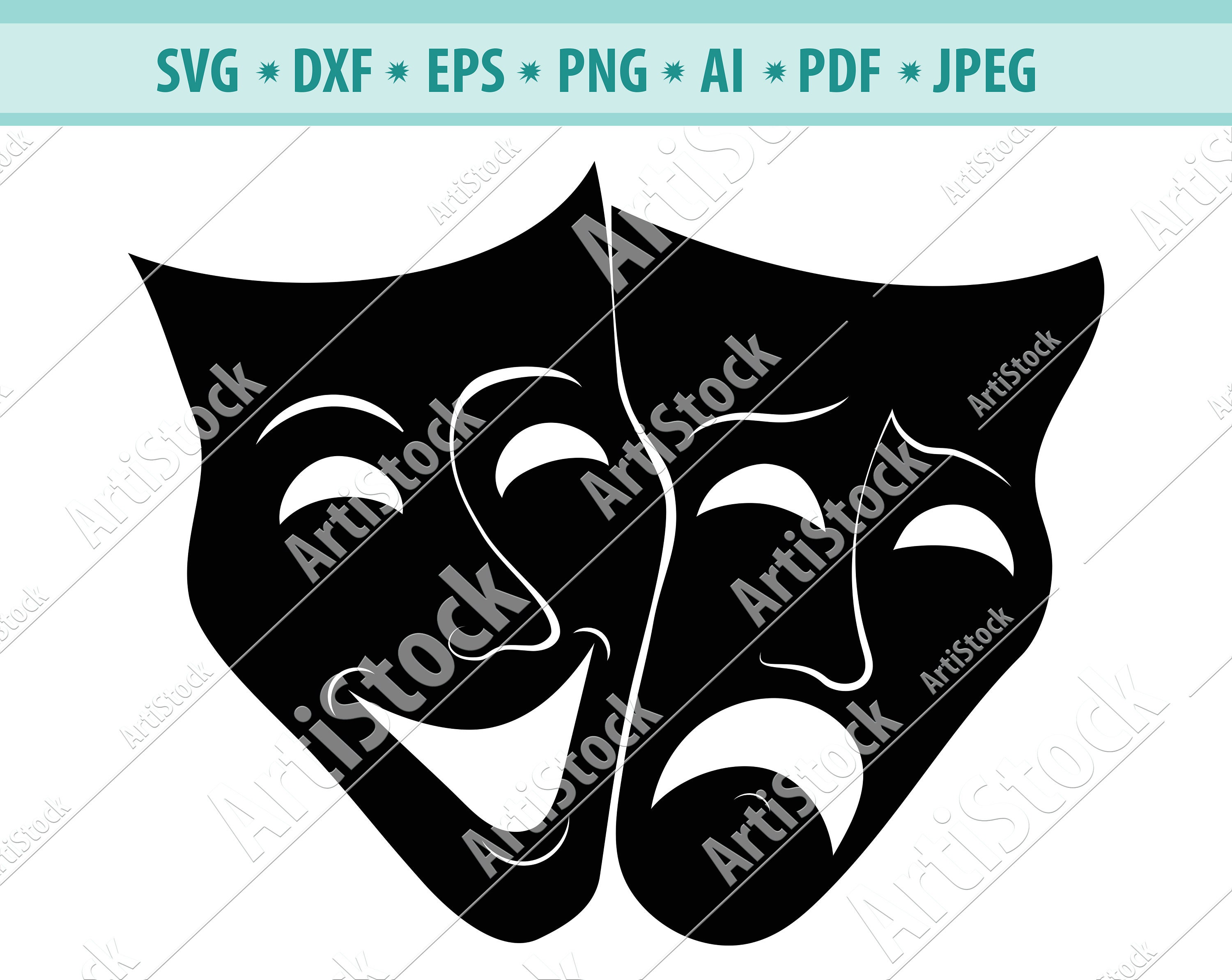 Comedy Tragedy svg/clipart/Comedy svg/Tragedy | Etsy