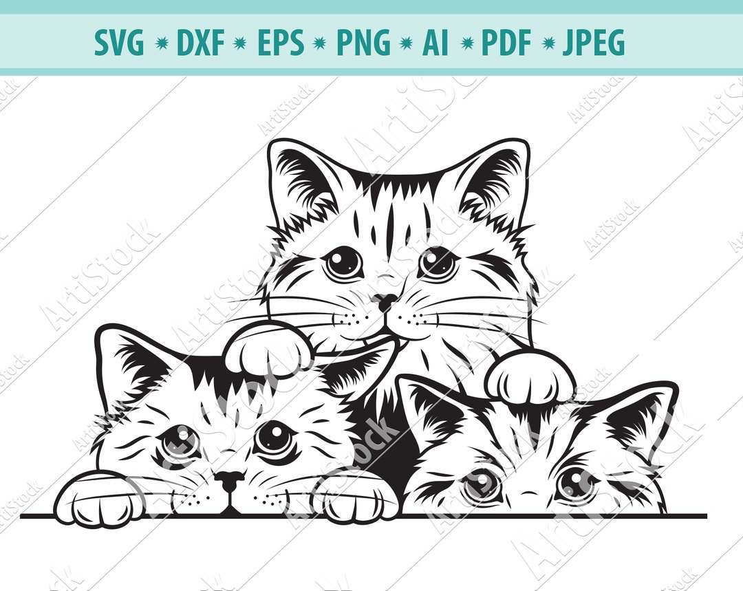 Cat SVG, Black Cat Svg, Peeking Cat Clipart, Peeping Cat SVG, Halloween ...