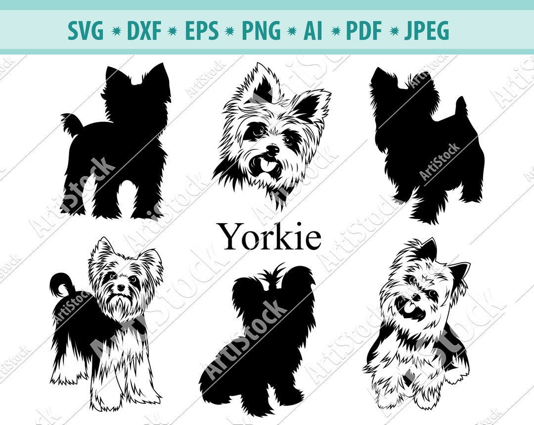 Yorkie SVG - Yorkie Silhouettes - Dog SVG - Digital Cutting File ...