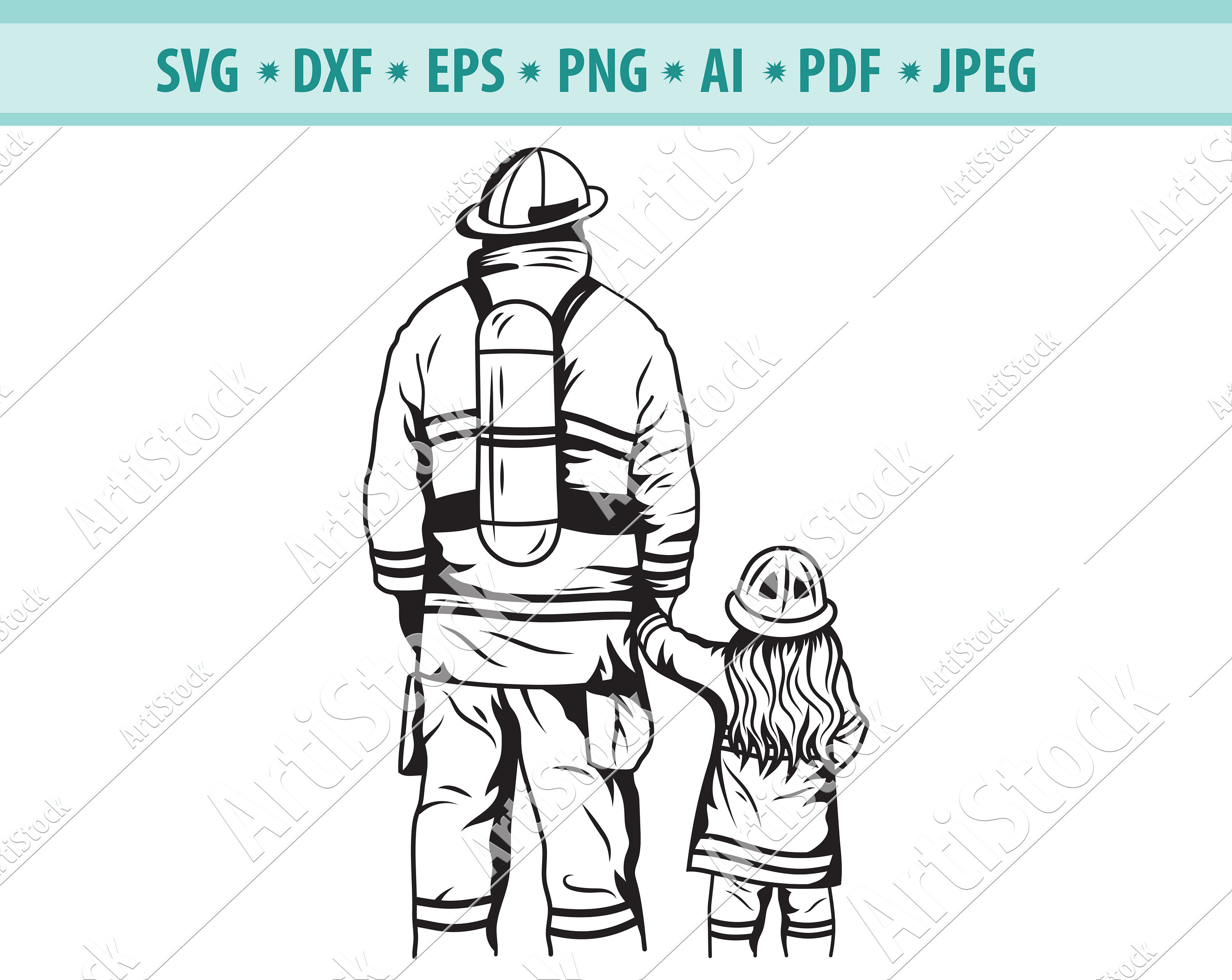Firefighter SVG Fireman Father and Daughter Svg Firefighter - Etsy