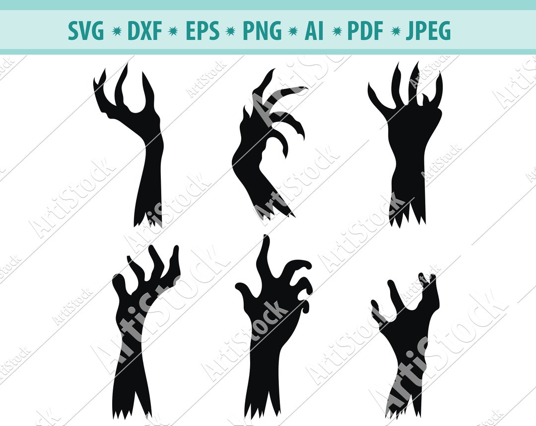 Halloween Zombie Hands SVG DXF PNG Digital Download Files for ...